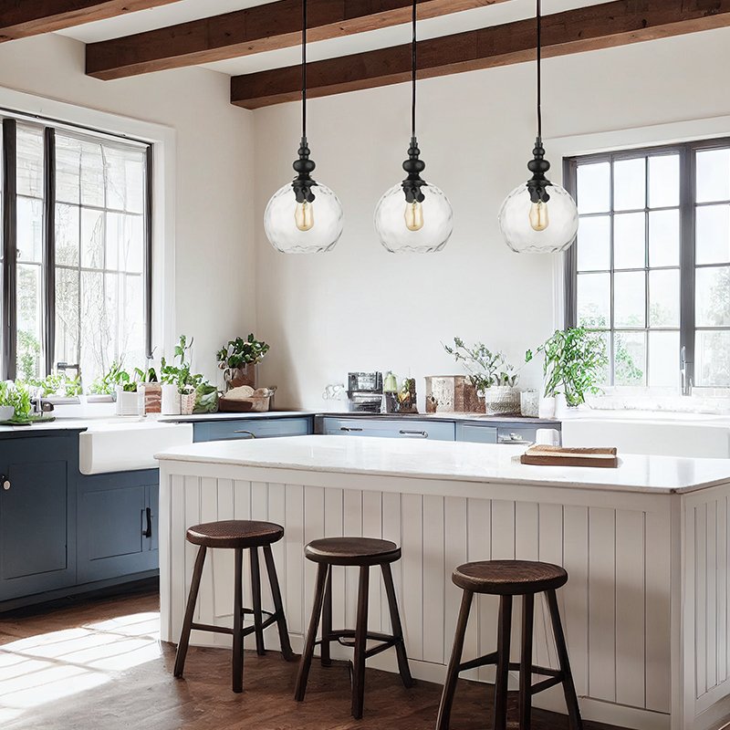 BREDA.25 BLACK/CLEAR GLASS 1LT PENDANT - Lightingplus