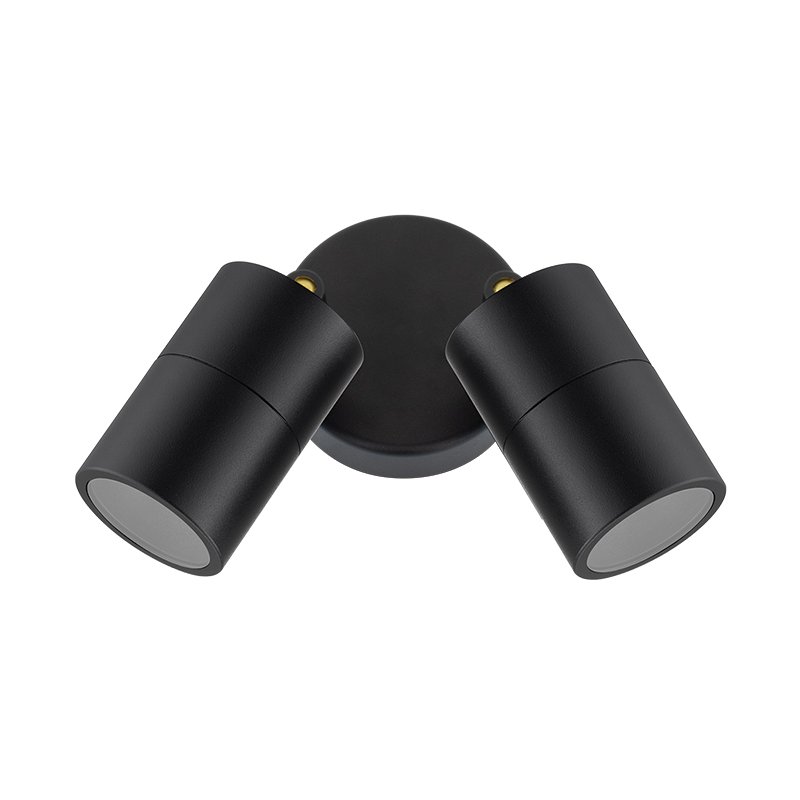 MAZO BLACK(ALUMINIUM)IP65 2LT ADJ.WALL LIGHT - Lightingplus