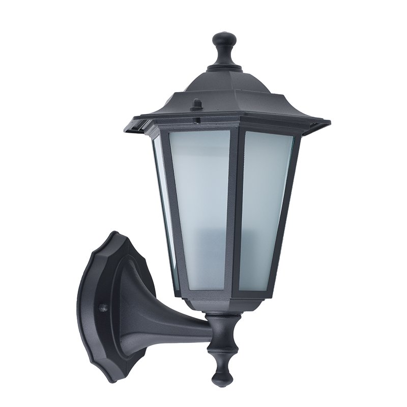 Abbey IP44 Black Up Coach Lantern Wall Light | Lightingplus - Lightingplus
