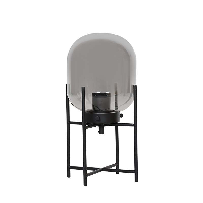 Evora Matt Black Smoke Glass Table Lamp Lightingplus