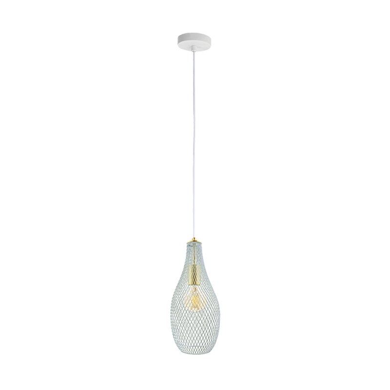 AREZO.16 MATT WHITE/BRUSHED BRASS 1LT PENDANT - Lightingplus