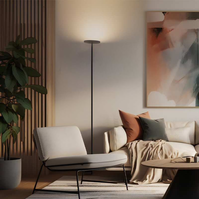 NAPOLI SANDY BLACK LED FLOOR LAMP 17W(3000K) - Lightingplus