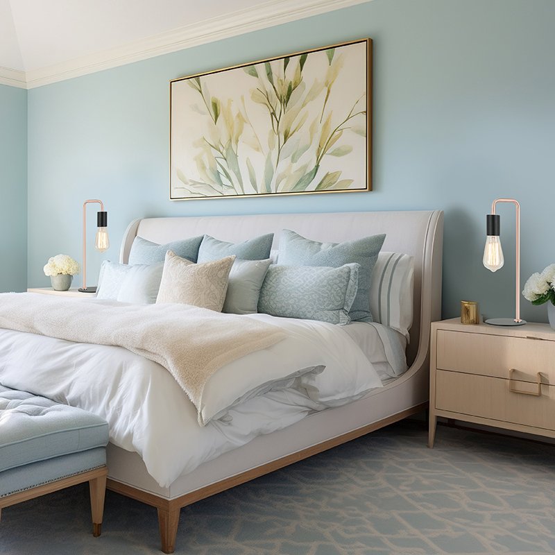 YORK BK/COPPER TWIN PACK TABLE LAMP - Lightingplus