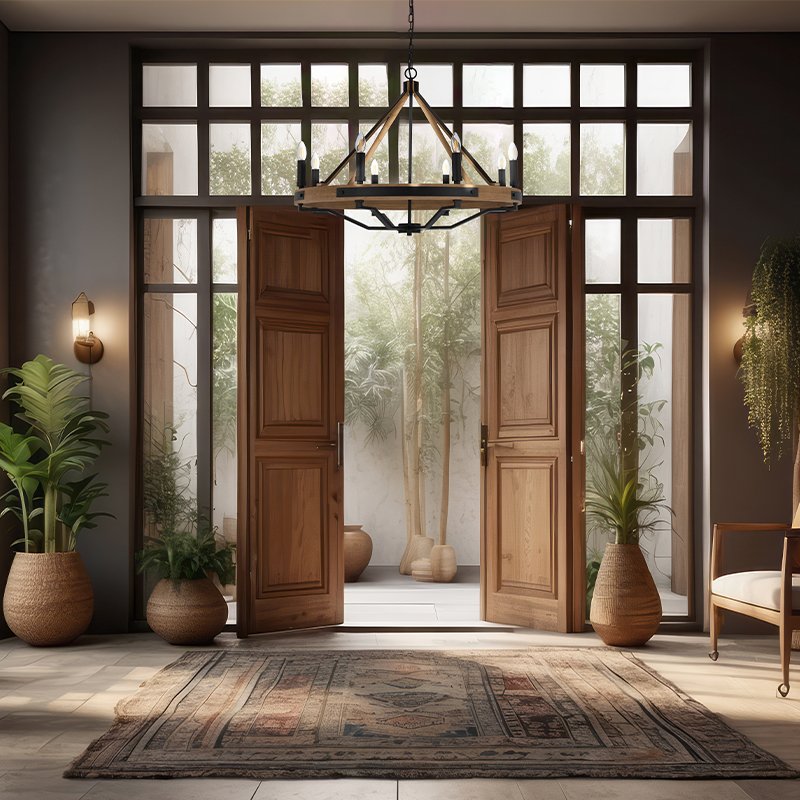 SPUR.86 ASH WOOD/MATT BLACK 8LT PENDANT - Lightingplus