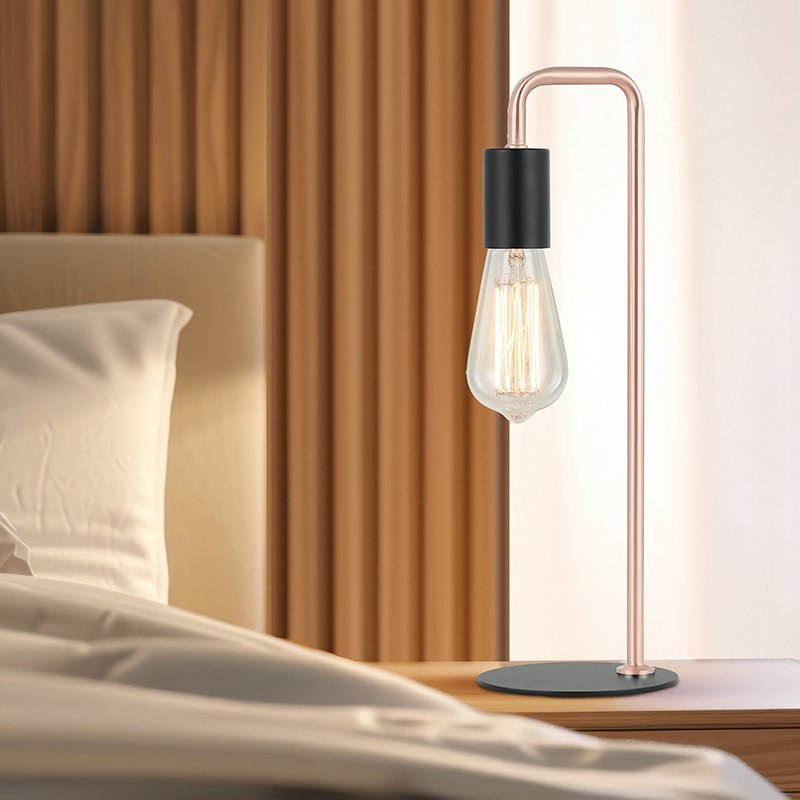 YORK BK/COPPER TWIN PACK TABLE LAMP - Lightingplus