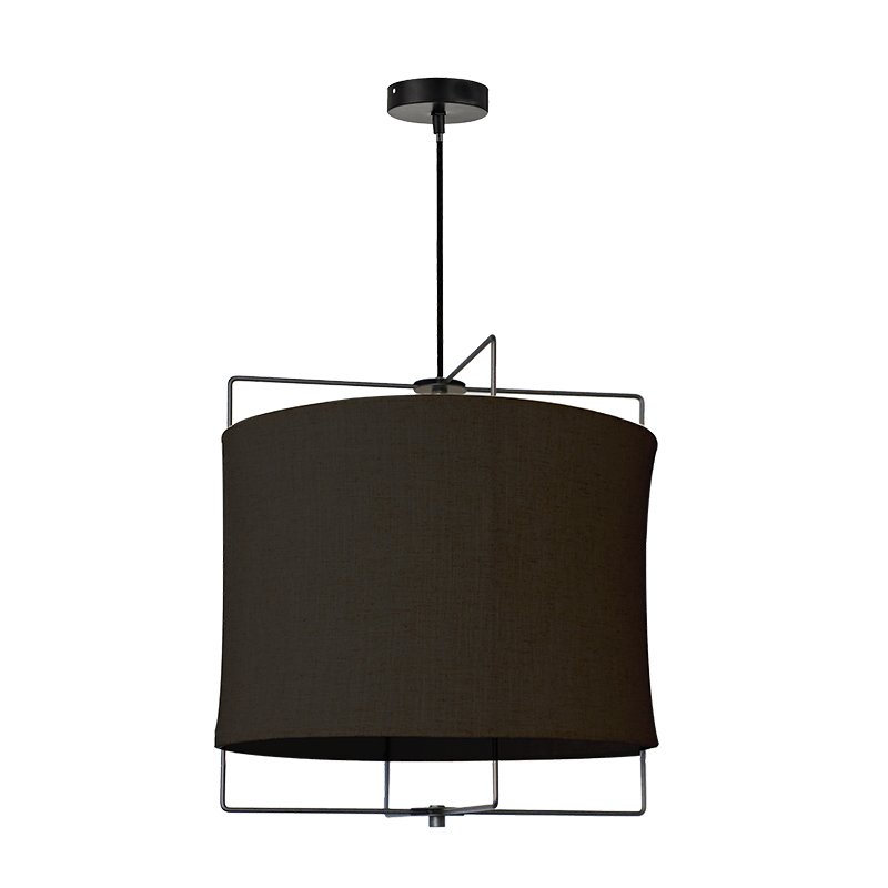 RAFAEL.40 BLACK LINEN SHADE 1LT PENDANT - Lightingplus