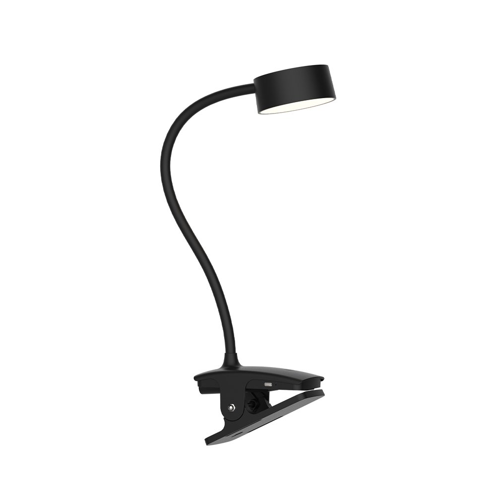 MINA BLACK 2W LED BATTERY CLAMP LAMP (CCT) - Lightingplus