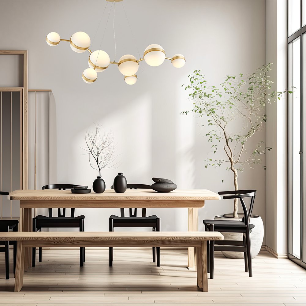NEBULA LED 8LT 60W BRASS PENDANT (3000K) - Lightingplus