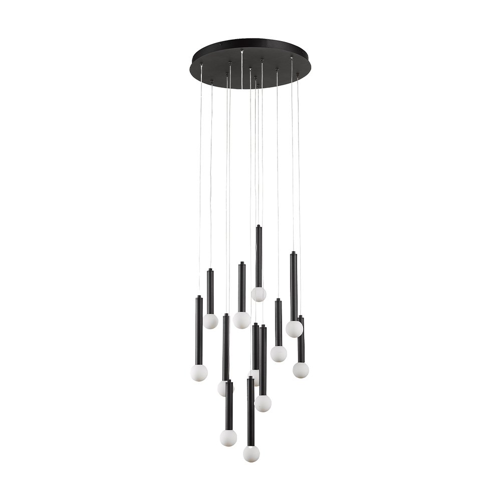 LUMI.45 24W 12LT LED SANDY BLACK PENDANT (3000K) - Lightingplus