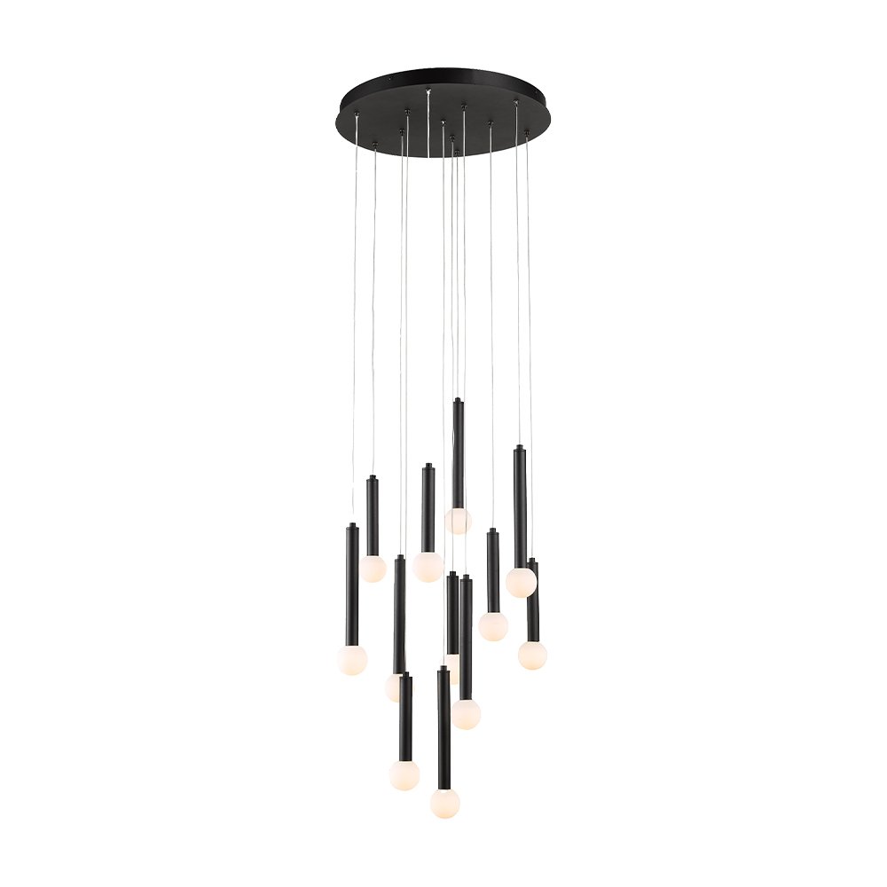 LUMI.45 24W 12LT LED SANDY BLACK PENDANT (3000K) - Lightingplus