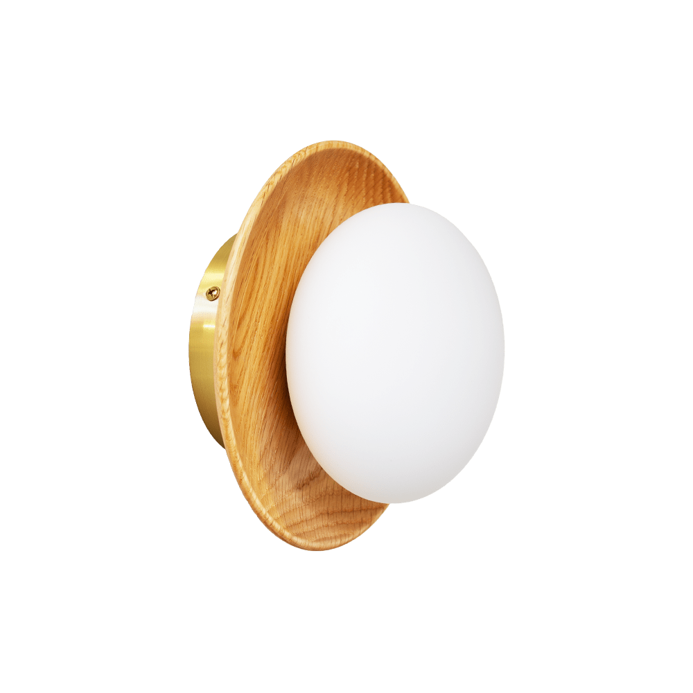 PORTO RED OAK/BR. BRASS/OPAL G9 WALL LIGHT - Lightingplus