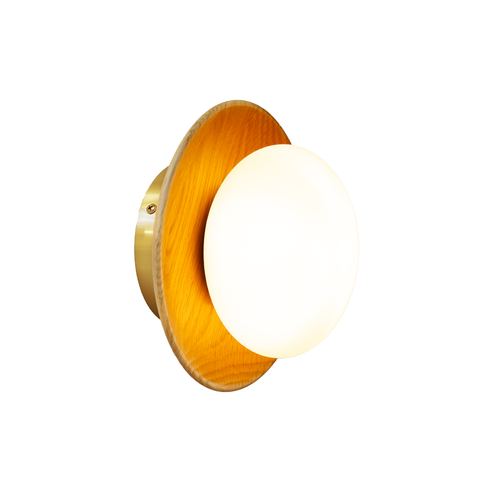 PORTO RED OAK/BR. BRASS/OPAL G9 WALL LIGHT - Lightingplus