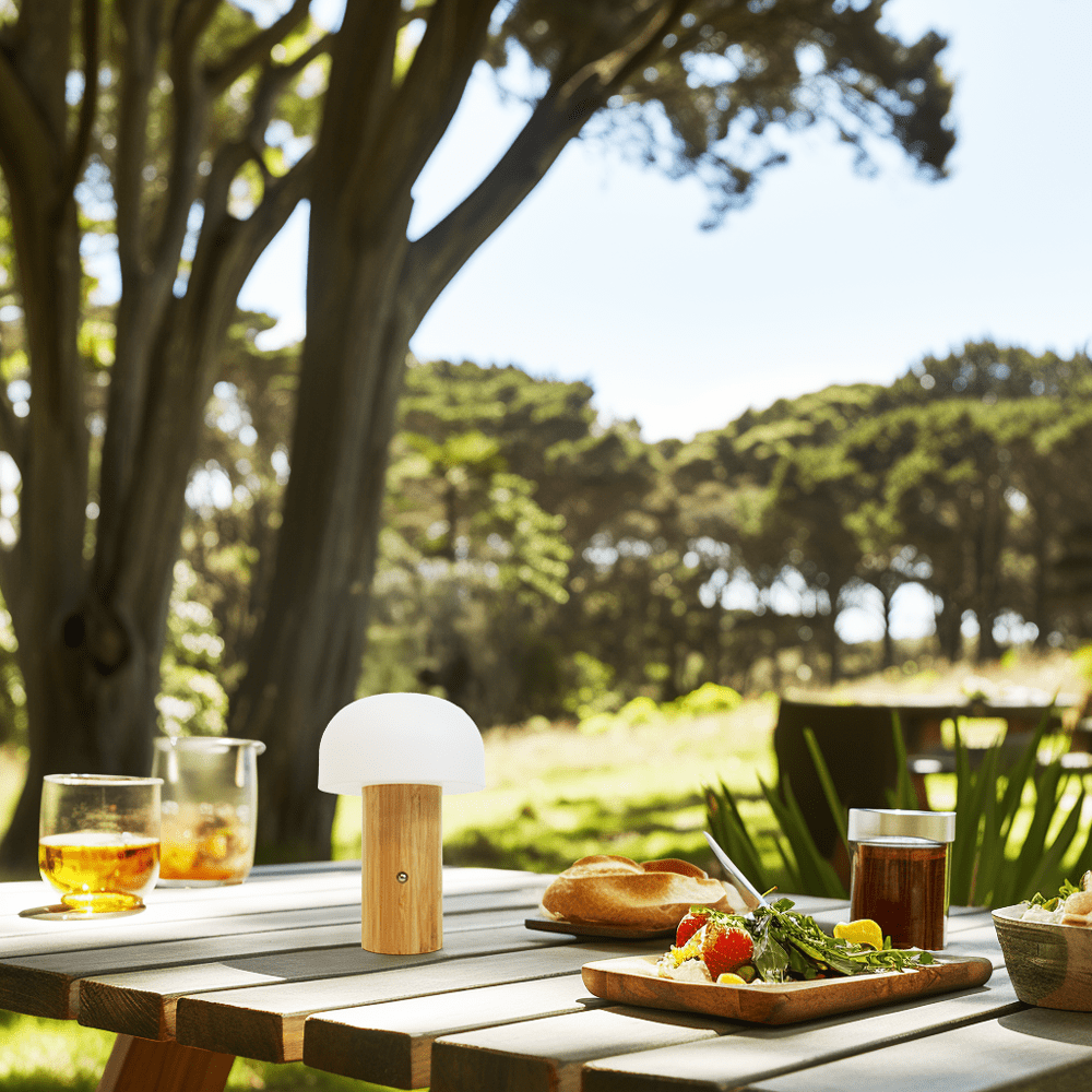 LOKI BAMBOO/OPAL BATTERY TABLE LAMP DIMMABLE (CCT) - Lightingplus