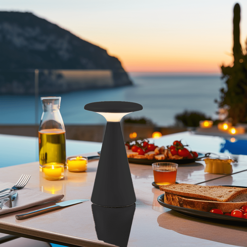 OTIS BLACK LED BATTERY TABLE LAMP (3000K) - Lightingplus