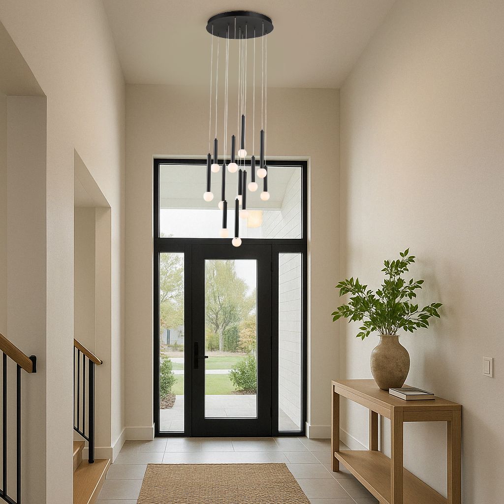 LUMI.45 24W 12LT LED SANDY BLACK PENDANT (3000K) - Lightingplus