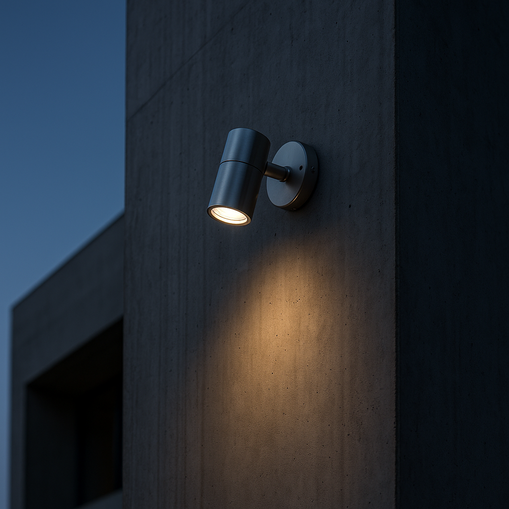 MAZO BRUSHED ALUMINIUM IP65 1LT ADJ.WALL LIGHT - Lightingplus