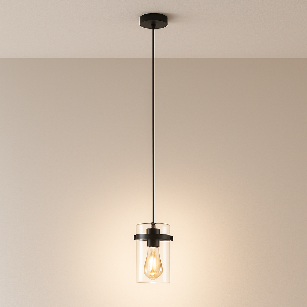 CLAIRE MATT BLACK/CLEAR CLASS 1LT PENDANT - Lightingplus