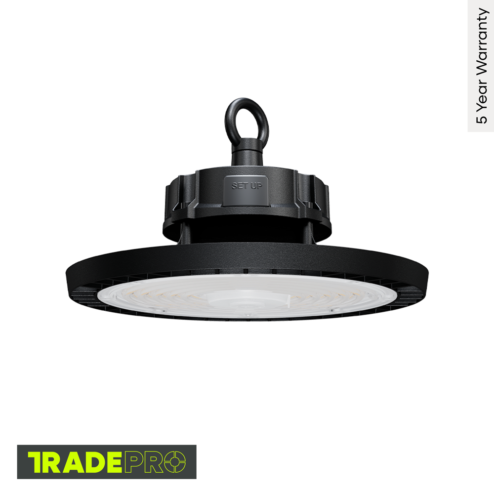 SUMMIT 90-120-150W LED BLACK HIBAY C/W FLEX/PLUG (CCT) - Lightingplus
