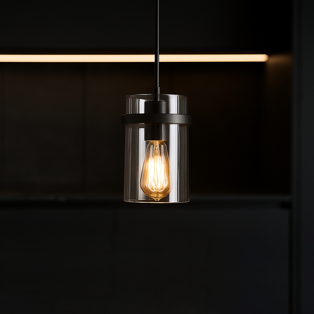 CLAIRE MATT BLACK/CLEAR CLASS 1LT PENDANT - Lightingplus