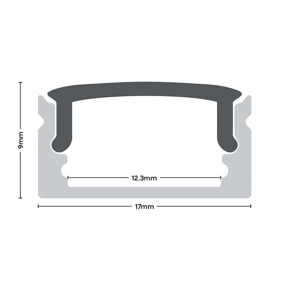 EDGE 9X17 LED ALUMINIUM CHANNEL 2000MM SURFACE (K17) - Lightingplus