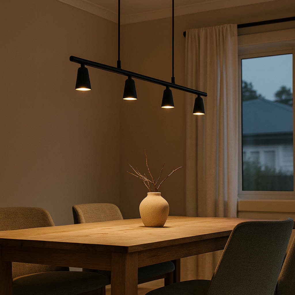 Delta Matt Black GU10 4 Light Pendant | Lightingplus - Lightingplus