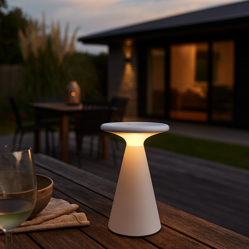 OTIS WHITE LED BATTERY TABLE LAMP (3000K) - Lightingplus
