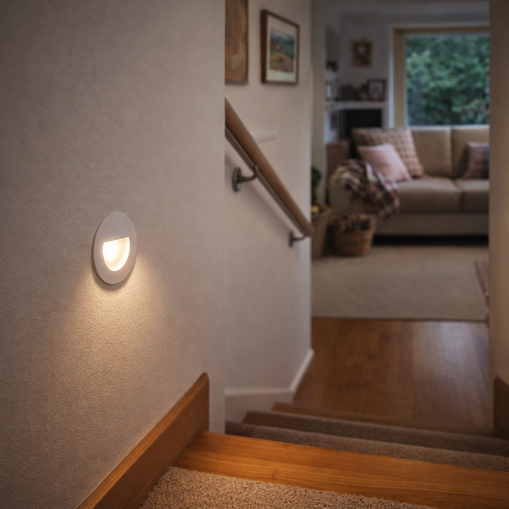 Peko 3W 3000K White Round LED Recessed Wall Light | Lighting Plus ...