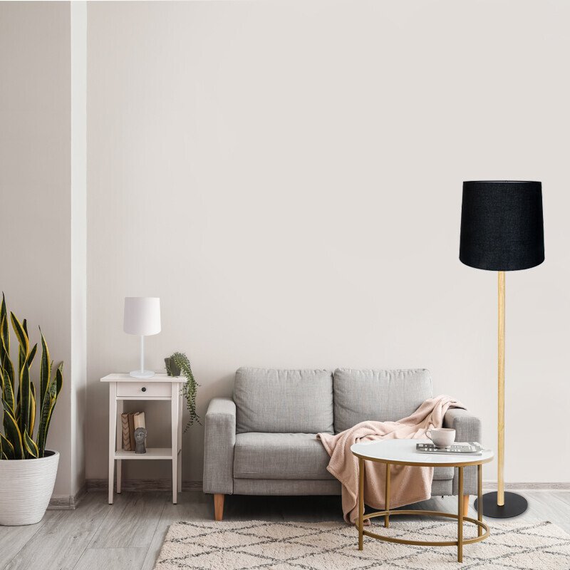 12-14-12 BODA BLACK LINEN FABRIC SHADE - Lightingplus