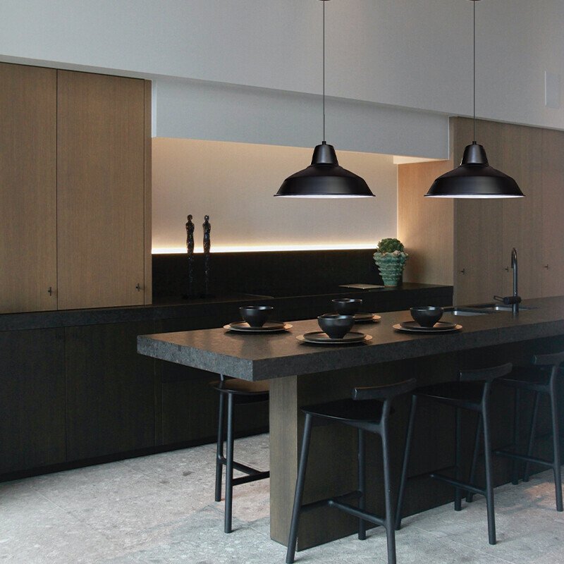 FORGE.2 MATT BLACK 30CM METAL SHADE - Lightingplus
